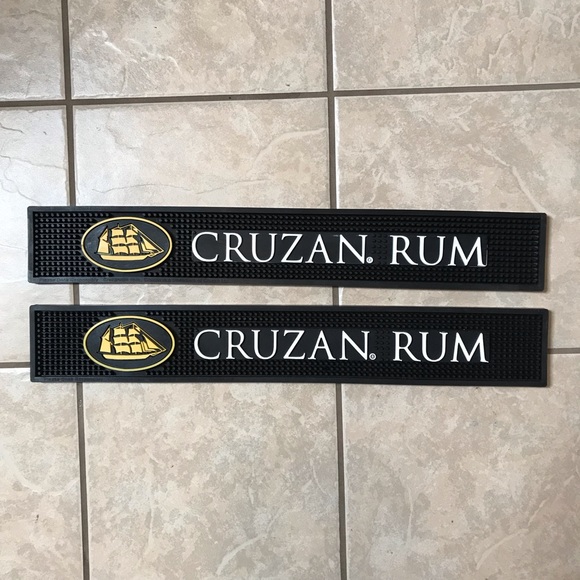 Cruzan | Dining | 2 Cruzan Rum Drink Spill Bar Rubber Mat Rail Runner ...